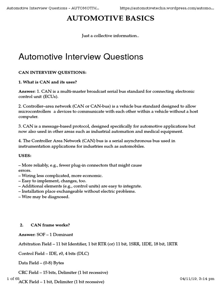 Automotive interview questions _ automotive questions and answers – BHBY