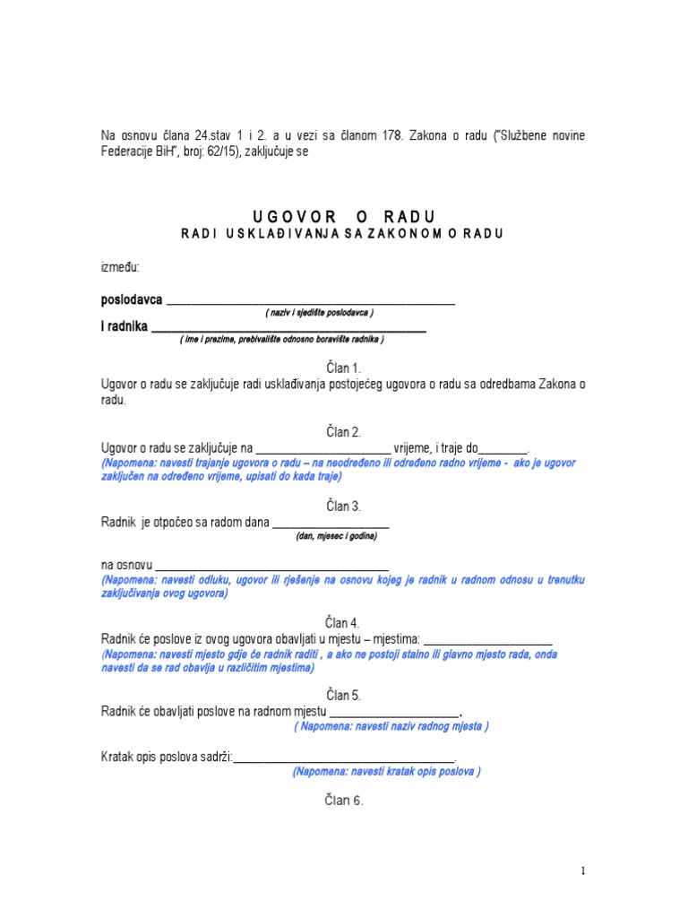 Ugovor o Radu Urnek | PDF