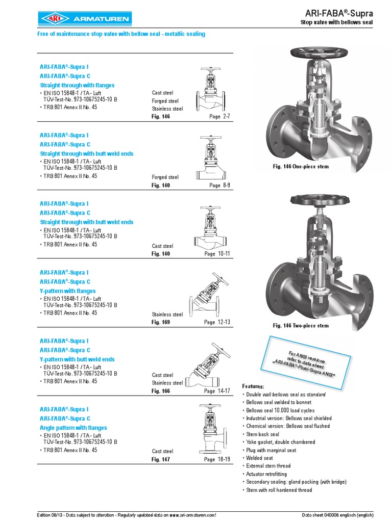 Ari Globe Valve Supra | PDF | Valve | Gas Technologies