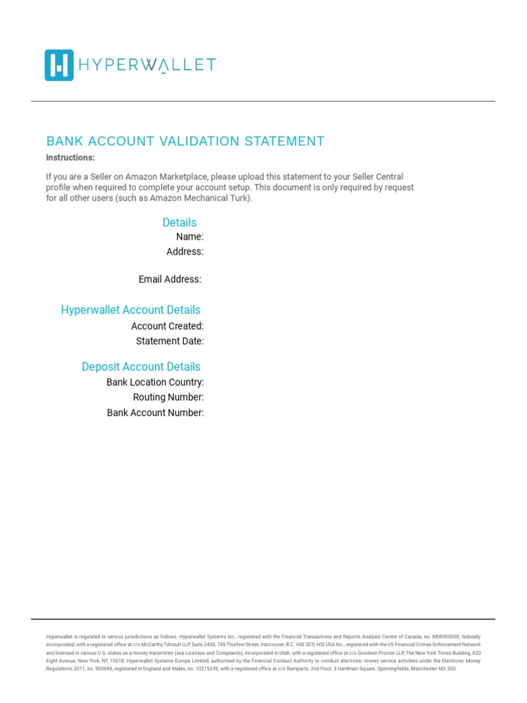Amazon Bank Account Validation Statement US | PDF