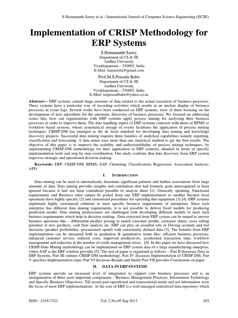 Crisp Methodology For Erp System | PDF | Cluster Analysis | Statistical ...