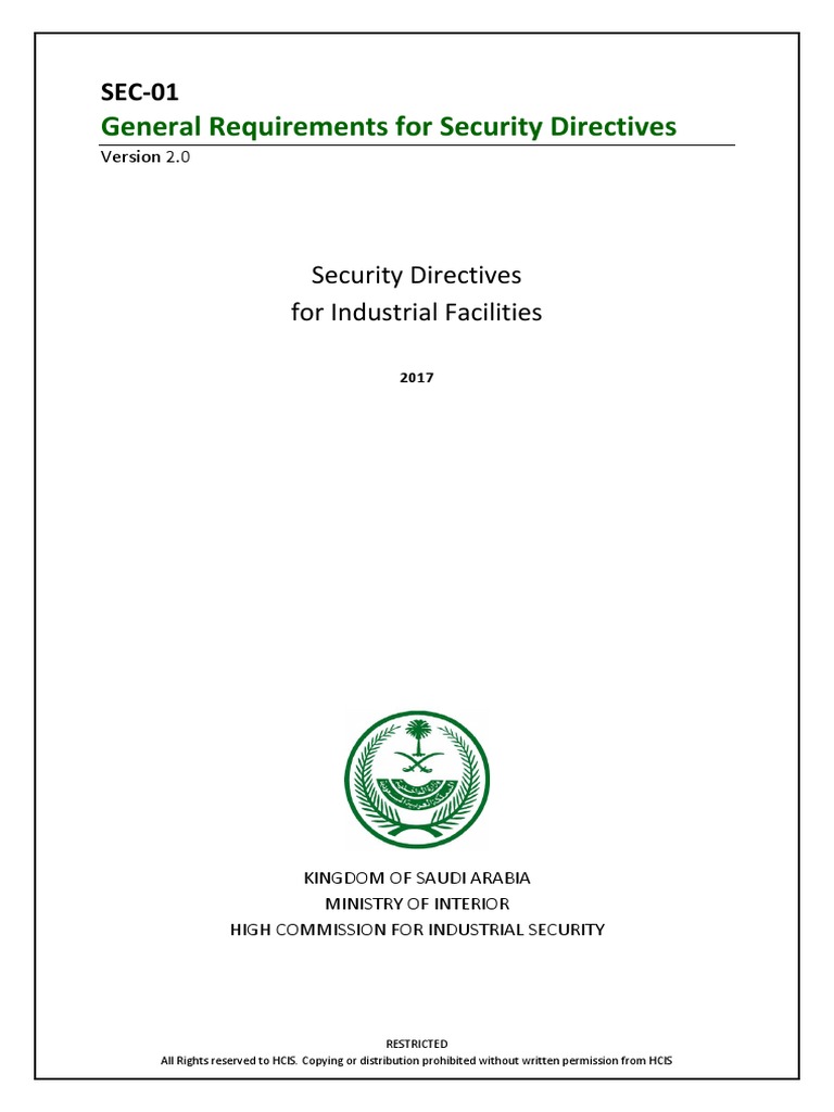 SEC - 01 - General Requirements For Security Directives | PDF ...
