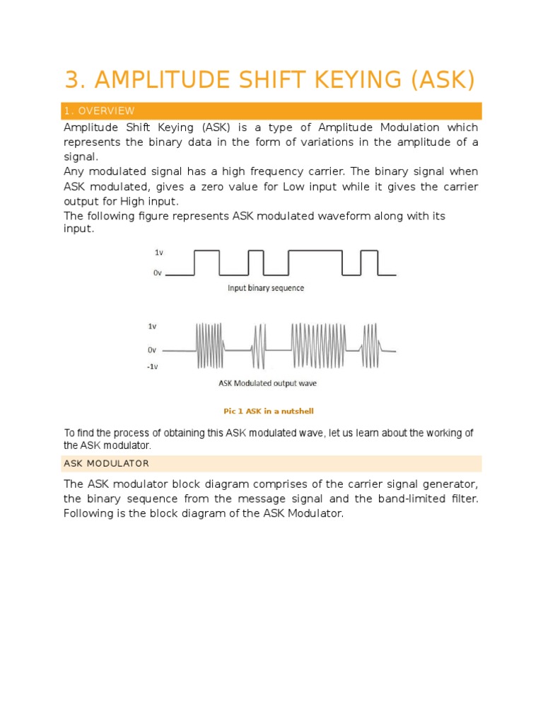 Amplitude Shift Keying | PDF | Modulation | Digital Signal