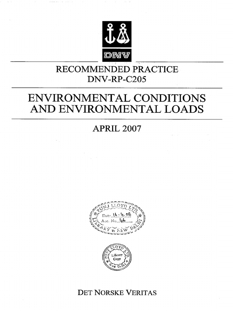 DNV RP C 205 (2007) Environmental Conditions and Environmental Loads | PDF