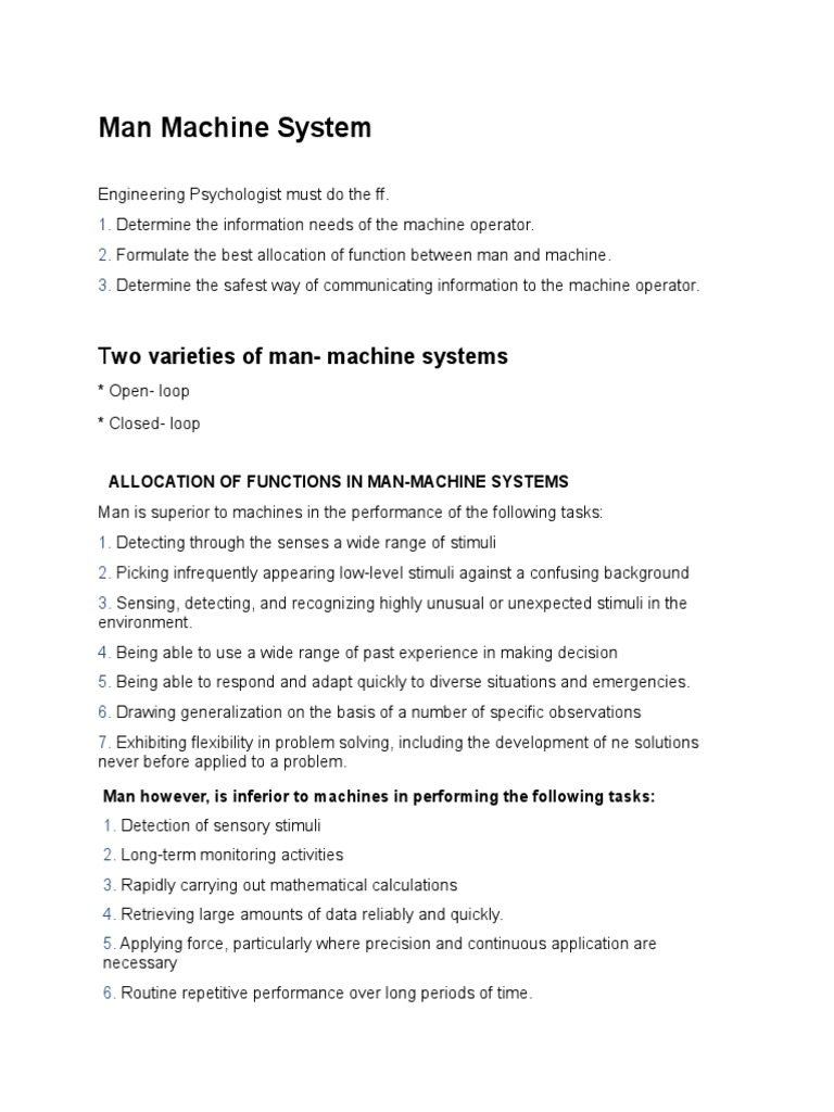 Man Machine System | PDF | Engineering | Psychology
