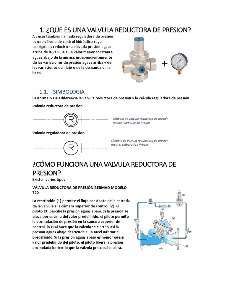 Resumen Que Es Una Valvula Reductora de Presion, Simbologia, Norma y ...