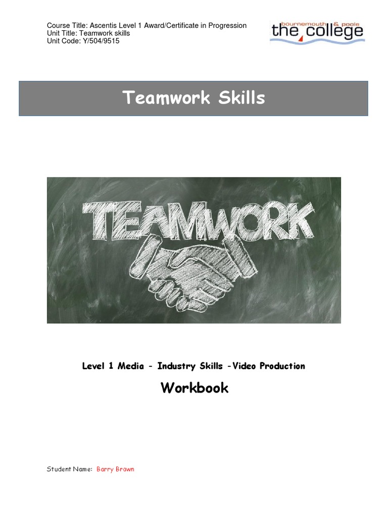 Level 1 - Teamwork Skills Workbook - Example | PDF