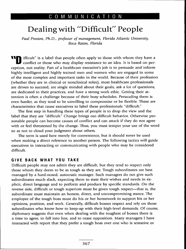 Dealing With Difficult People | PDF | Empathy | Negotiation