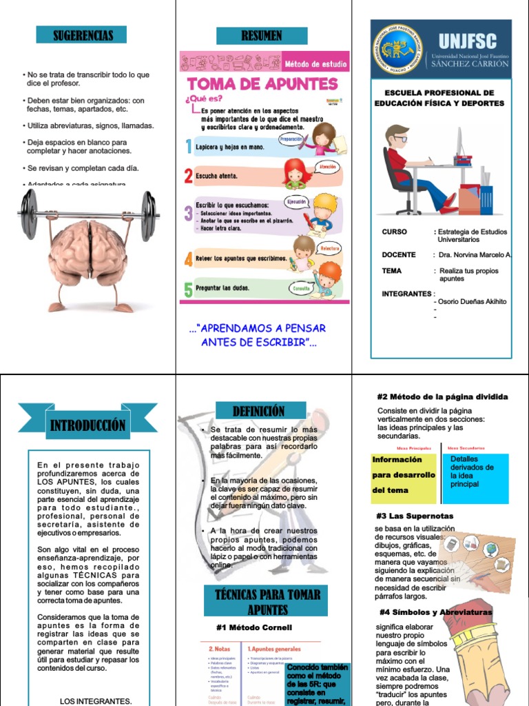 Triptico de Tecnicas de Estudio 2 | PDF | Aprendizaje | Comunicación