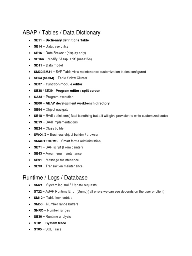 ABAP / Tables / Data Dictionary | PDF