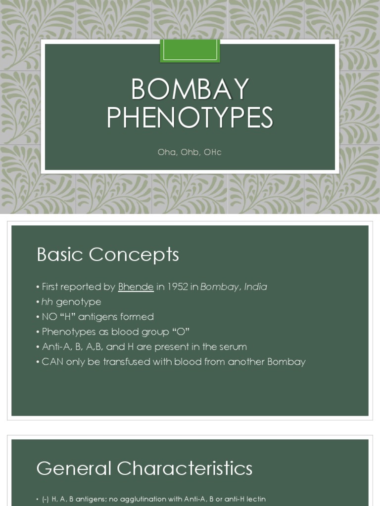 Bombay Phenotypes: Oha, Ohb, Ohc | PDF