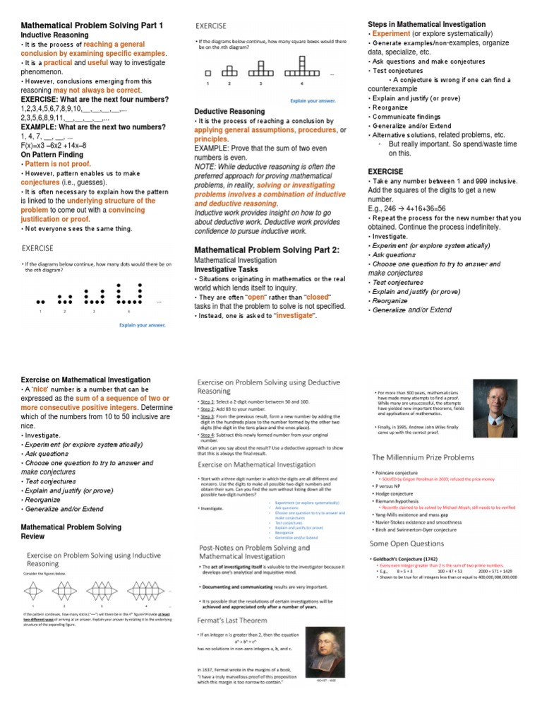 Mathematical Problem Solving Part 1 | PDF | Scientific Method | Inductive Reasoning
