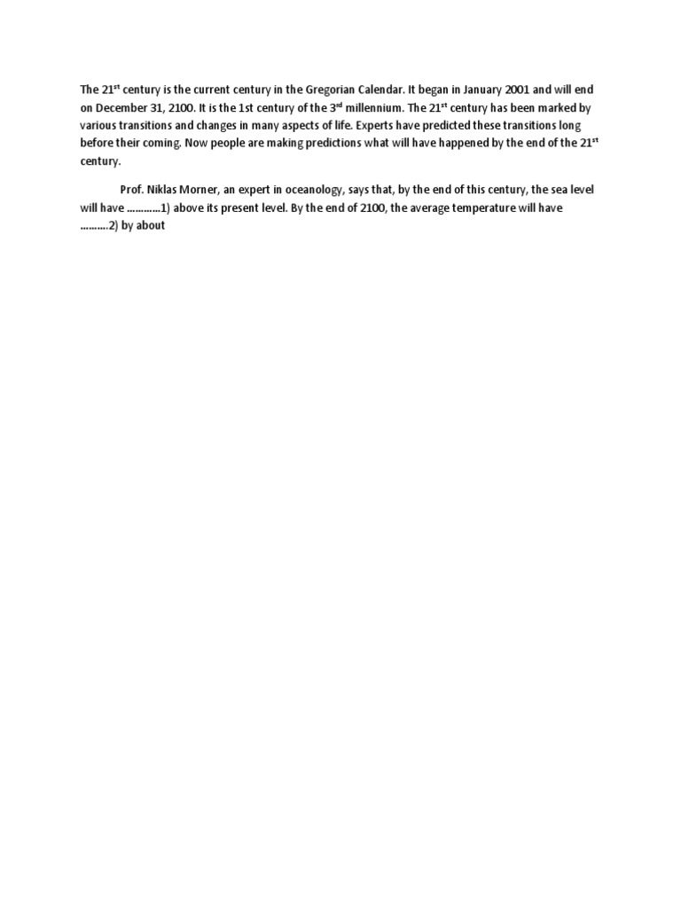 The 21st Century Is The Current Century in The Gregorian Calendar | PDF