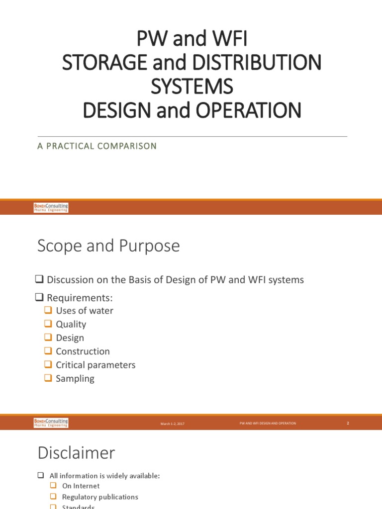 PW and Wfi Storage and Distribution Systems Design and Operation | PDF ...