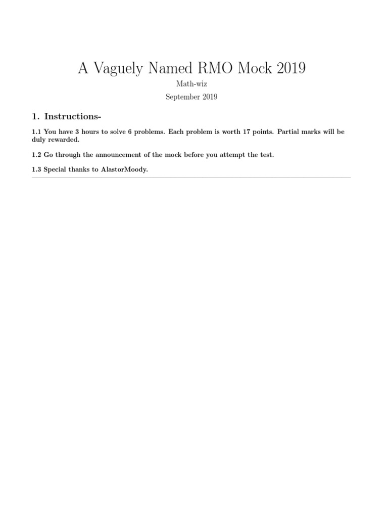 A Vaguely Named RMO Mock 2019: 1. Instructions | PDF