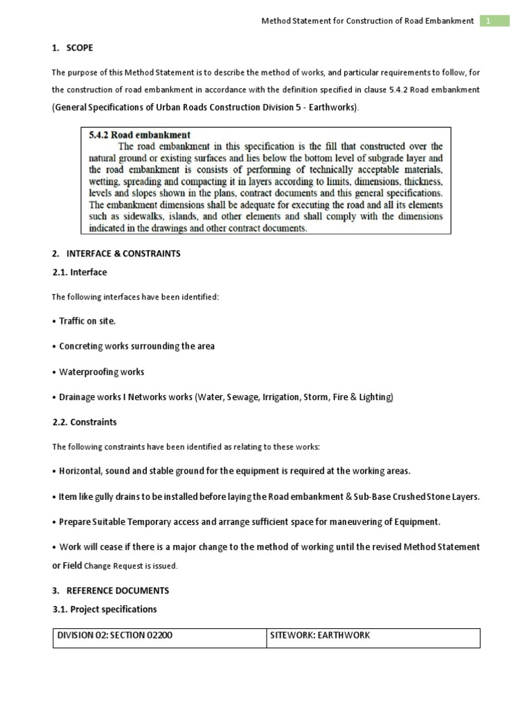Road Embankment Construction Method | PDF | Road | Risk
