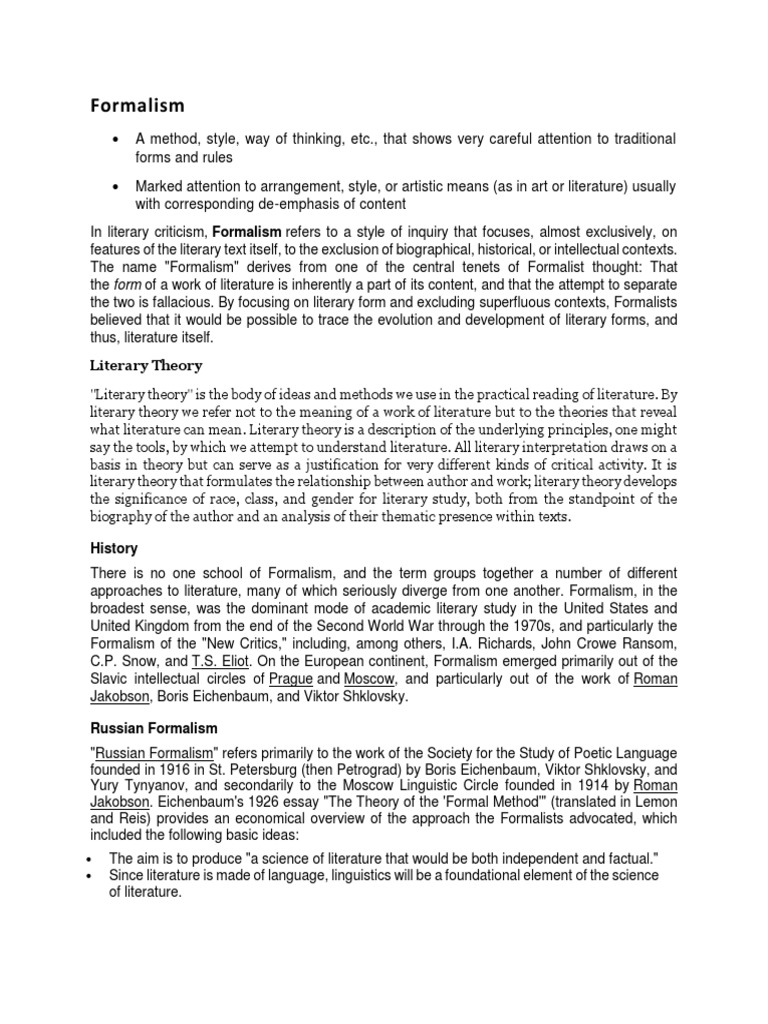 Formalism | PDF | Literary Theory | Aesthetics