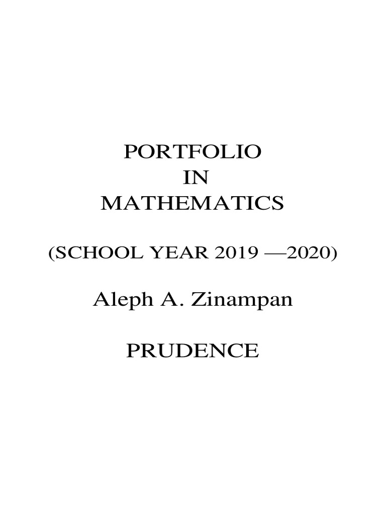 Portfolio IN Mathematics: (SCHOOL YEAR 2019 - 2020) | PDF