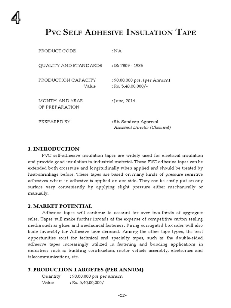 Chemical - PVC Self Adhesive Insulation Tape PDF | PDF | Adhesive | Expense