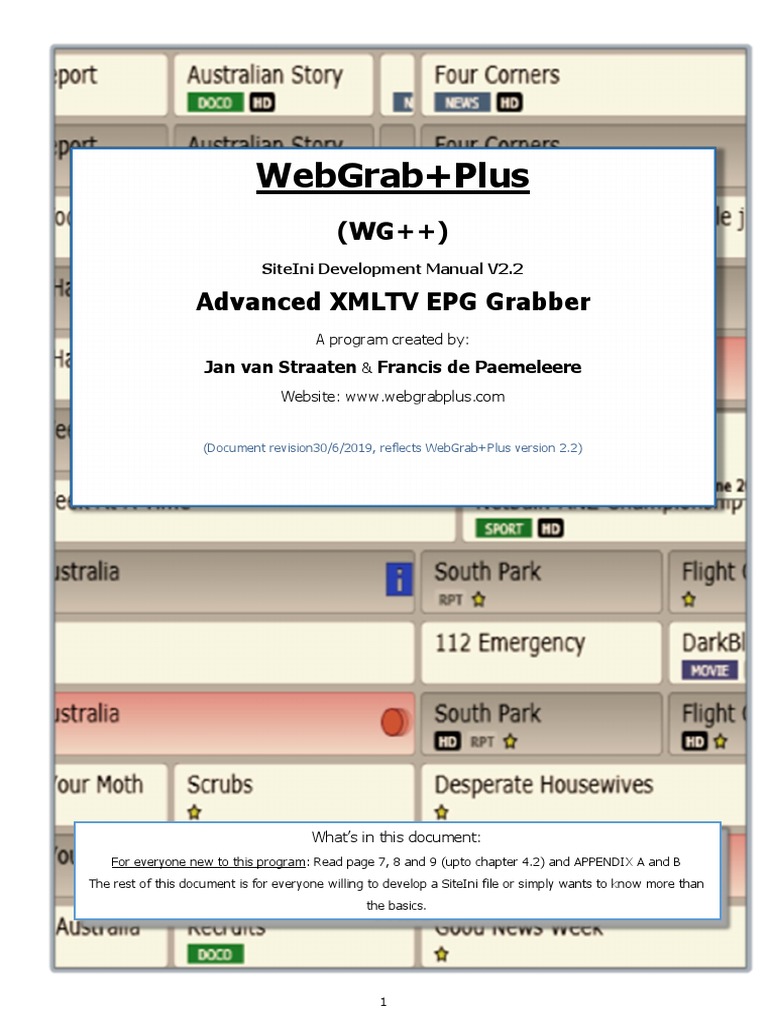 WebGrab+Plus SiteIni Development Manual V2.2 - A comprehensive guide to developing SiteIni files ...