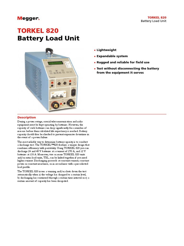 Battery Load Unit: Torkel 820 | PDF | Mains Electricity | Alternating ...