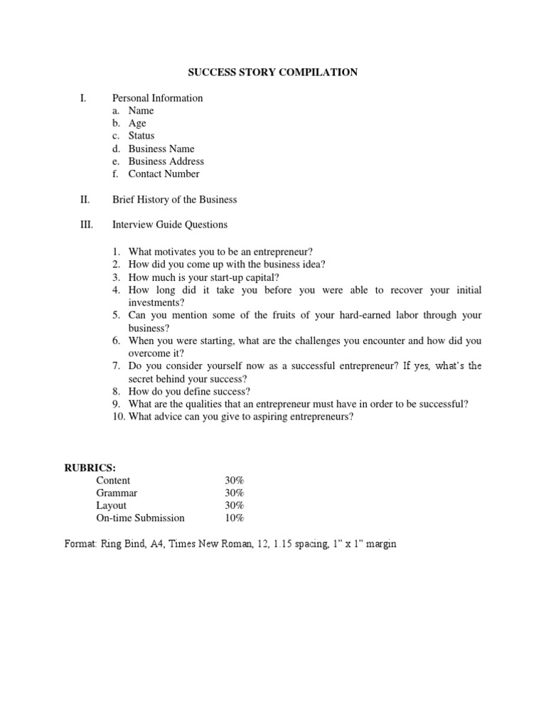 Success Story Compilation Pdf Career Growth