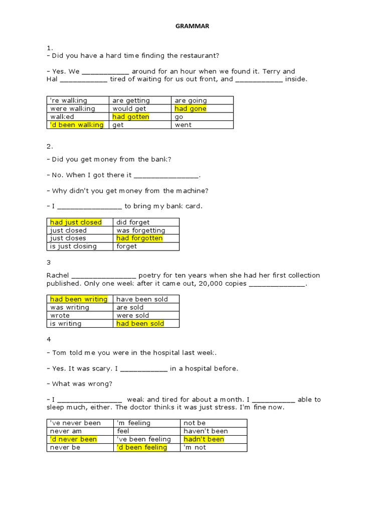 Exam Esan - Grammar - Answers | PDF