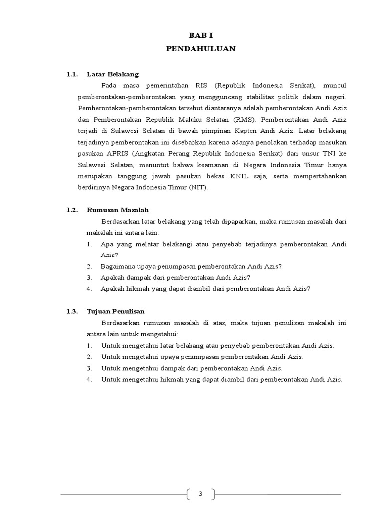 Makalah Pemberontakan Andi Azis | PDF