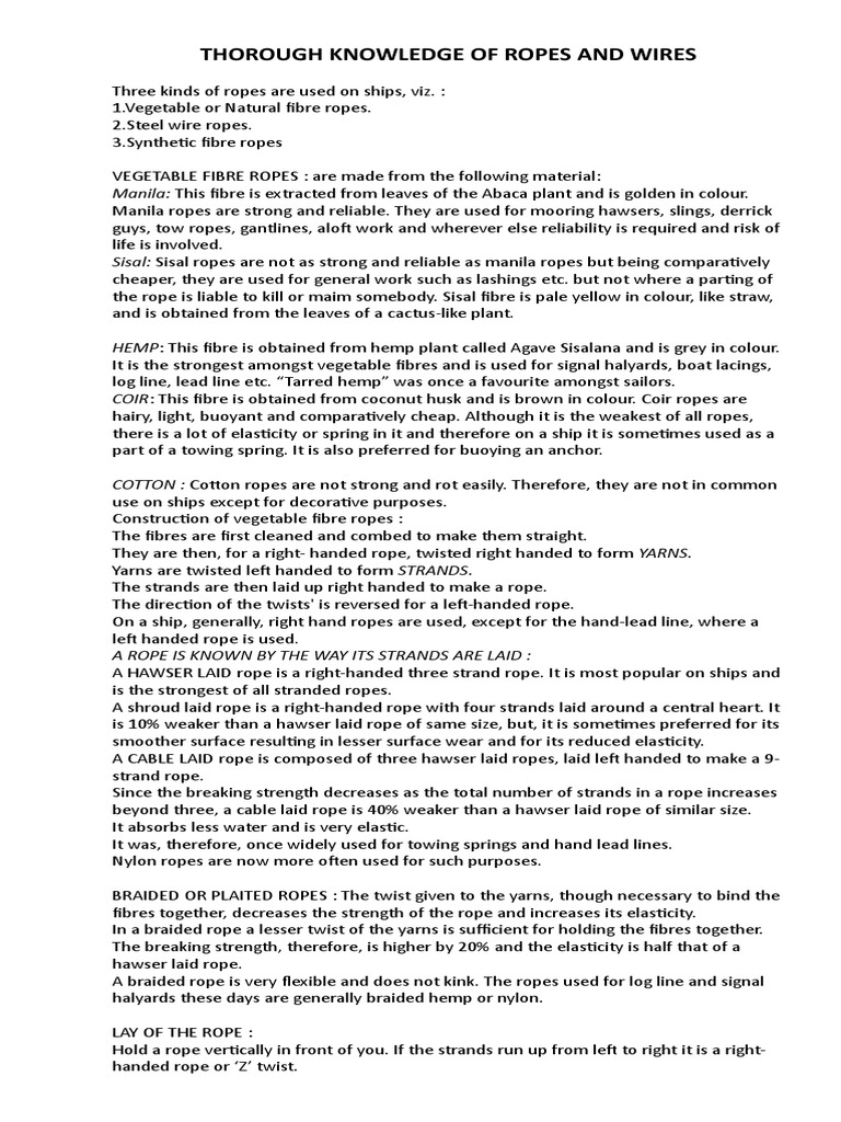 Ropes and Wires | PDF | Rope | Knot