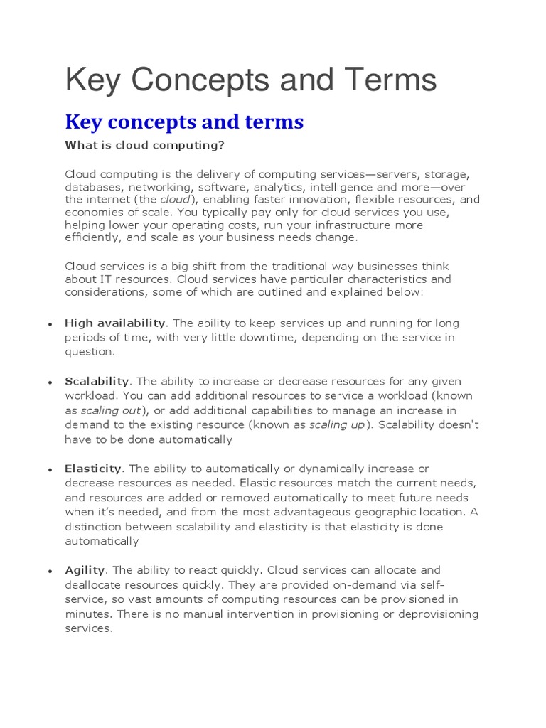 Key Concepts and Terms | Download Free PDF | Scalability | Capital ...