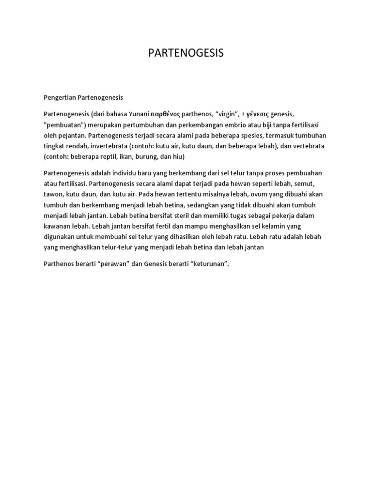 Proses dan Contoh Partenogenesis | PDF