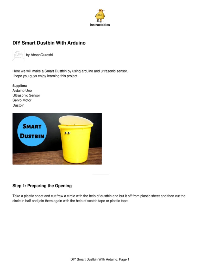 DIY Smart Dustbin With Arduino | PDF