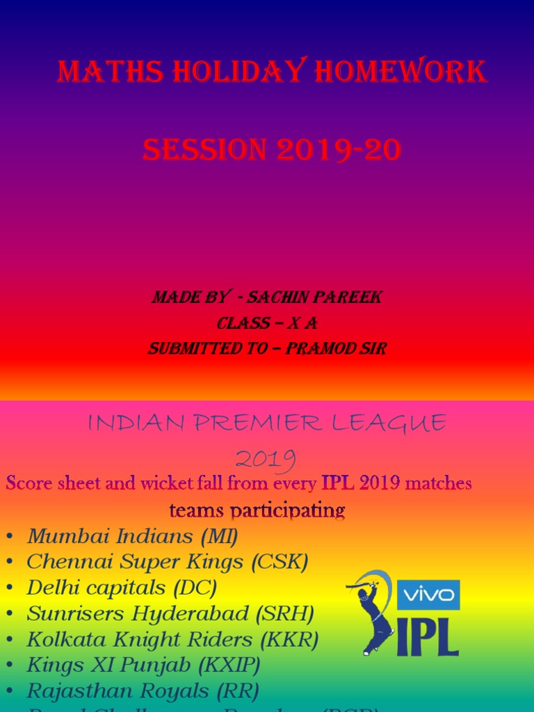 Ipl PPT Maths | PDF | Cricket Competitions | Team Sports