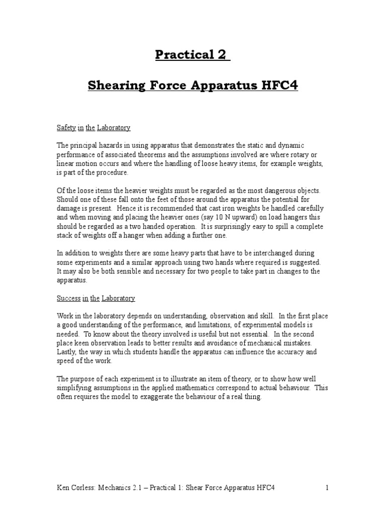 Shear Force Lab Report | PDF | Beam (Structure) | Bending
