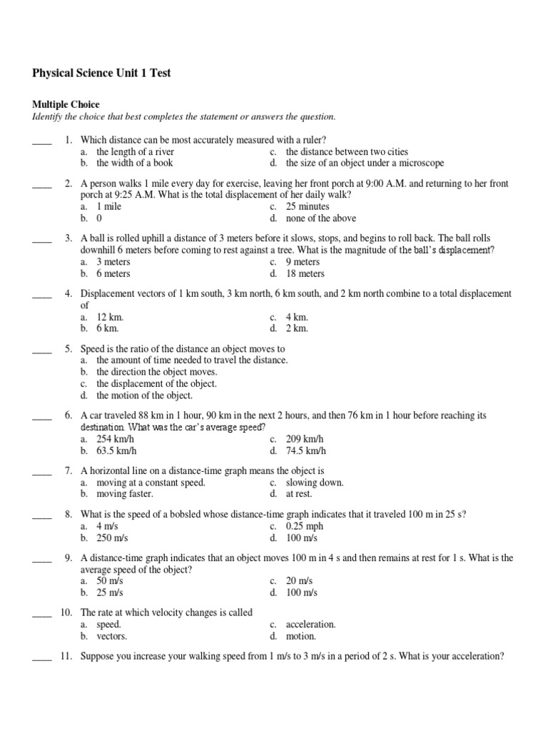 Physical Science Test 1 PDF | PDF | Inertia | Acceleration