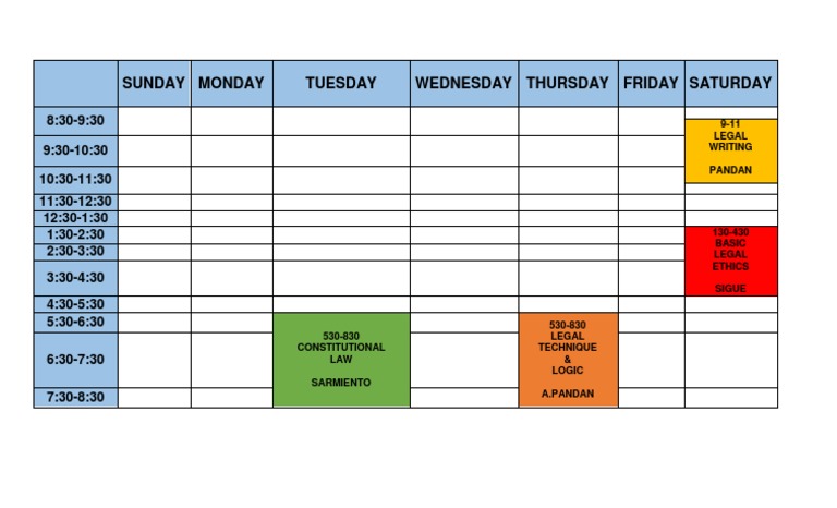 Law Schedule 1y2s | PDF