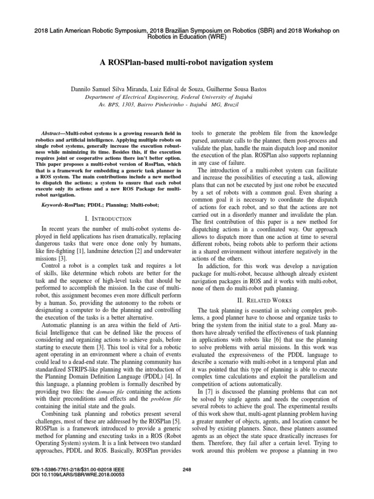 A ROSPlan-based Multi-Robot Navigation System | PDF | Emerging ...