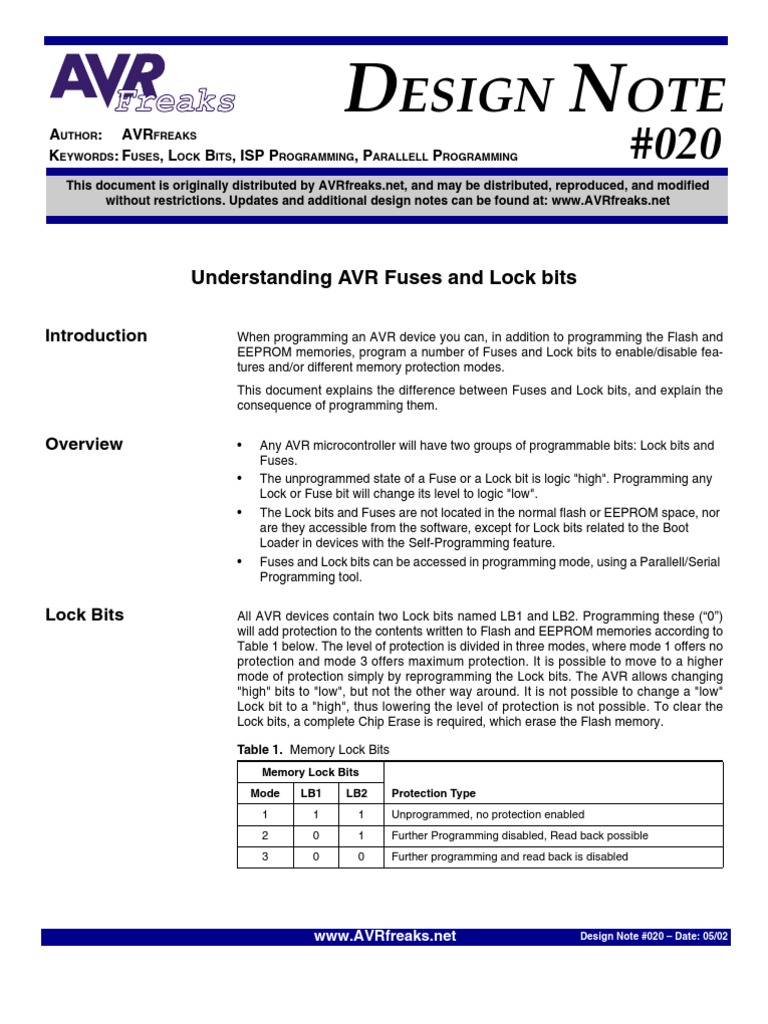 AVR Fuses and Lock Bits Guide | PDF | Booting | Flash Memory