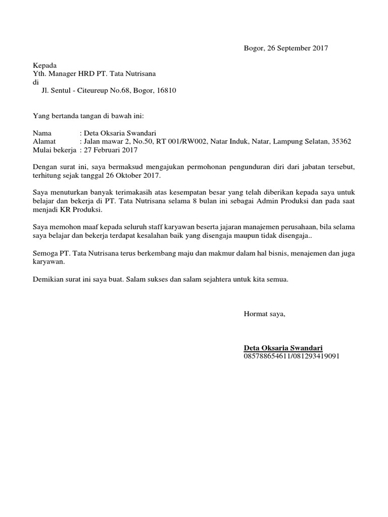 Contoh Surat Resign | PDF