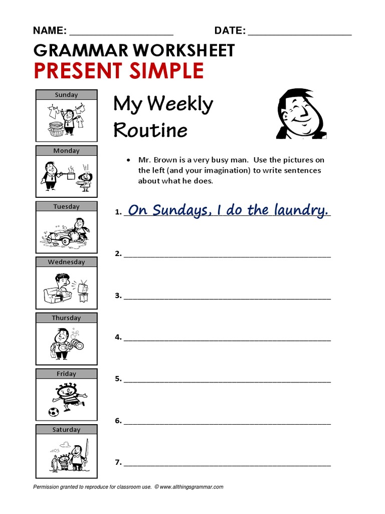 Present Simple Routines Exercise PDF | PDF