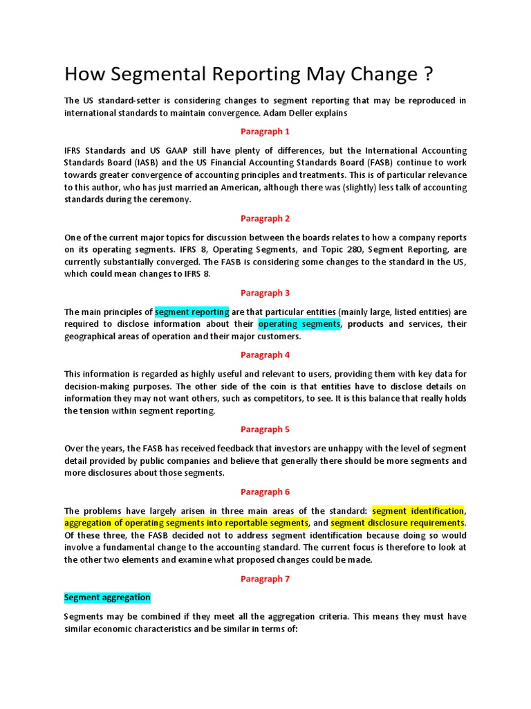 How Segmental Reporting May Change | PDF | Financial Accounting ...