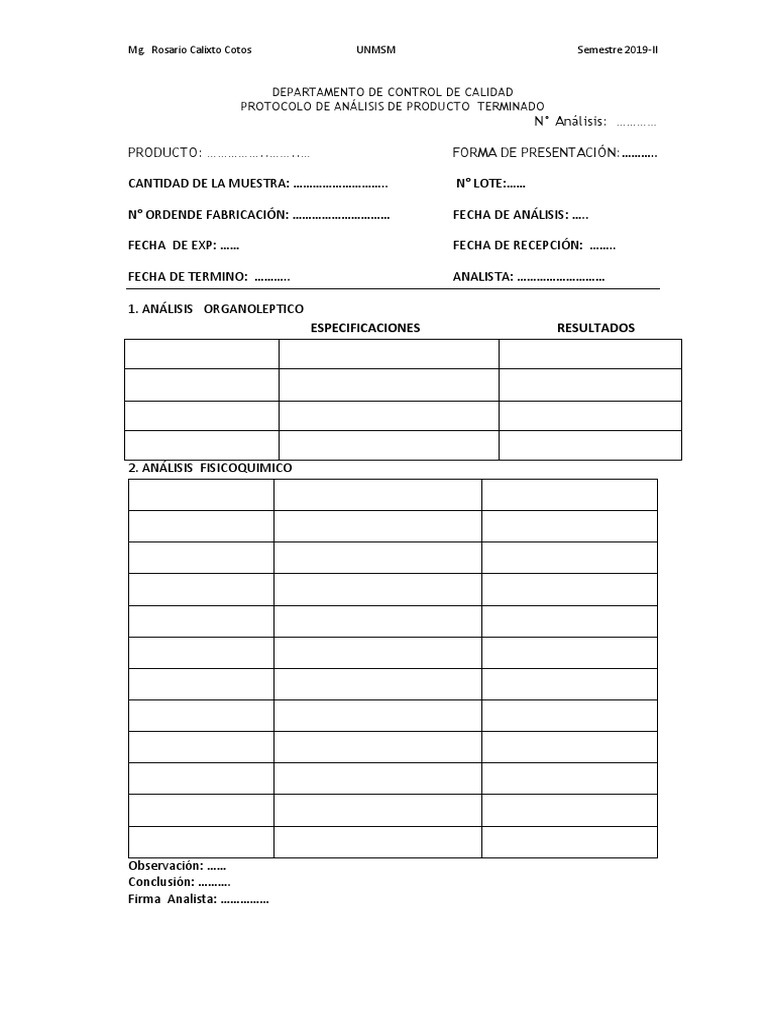 Formato Control de Calidad | PDF