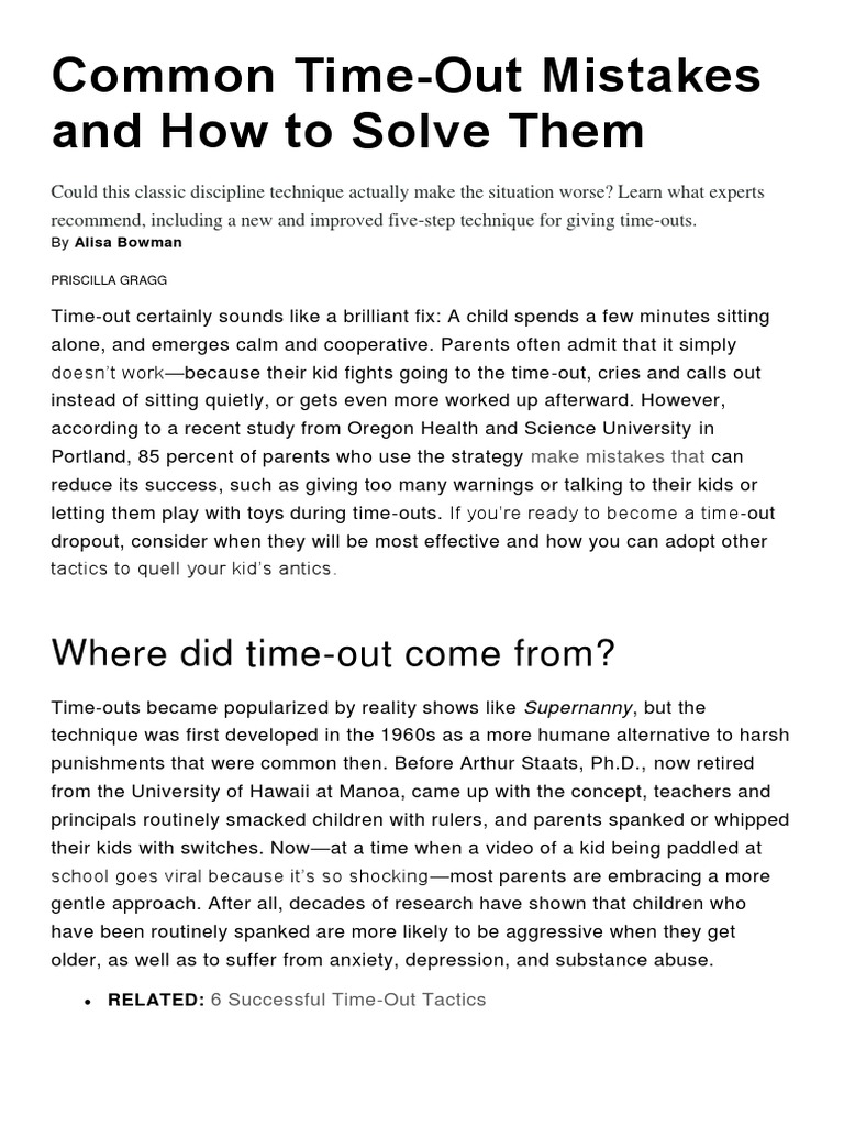 Effective Time-Out Strategies for Parents | PDF | Childhood | Human ...