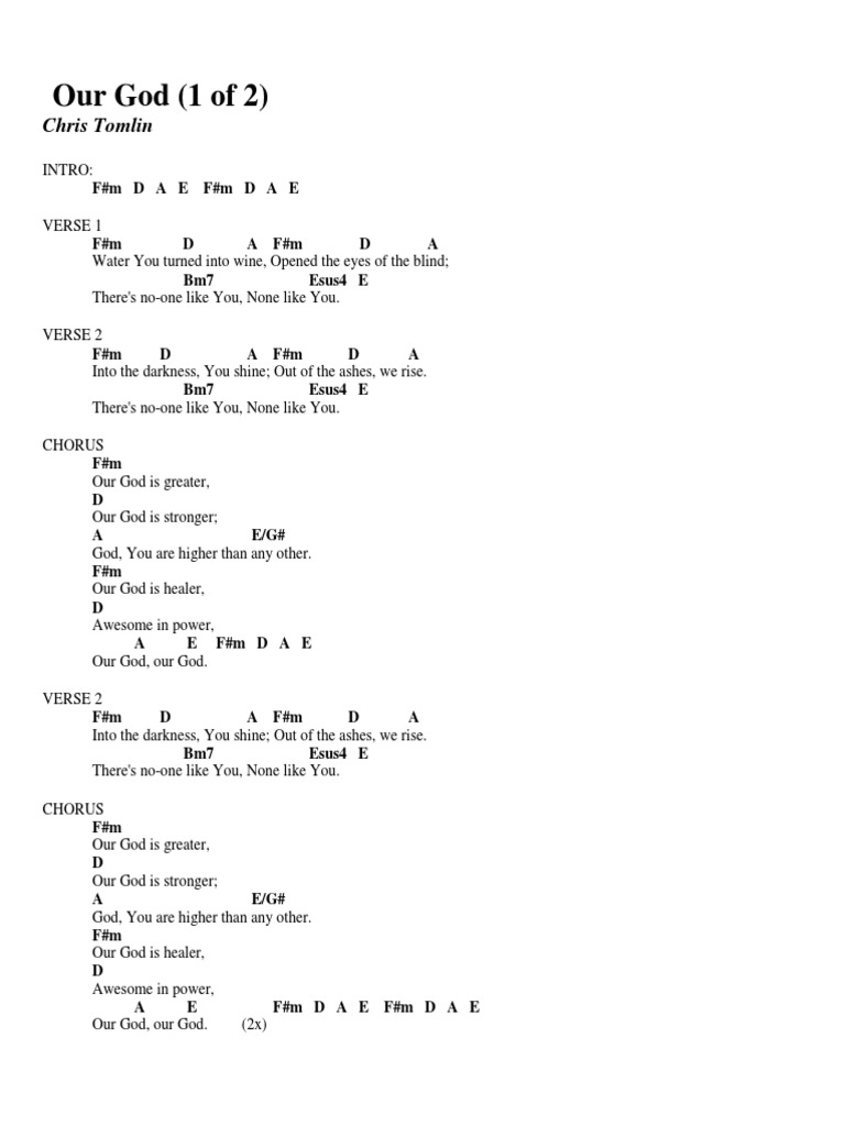 Our God (1 of 2) : Chris Tomlin | PDF | Song Structure | Vocal Music