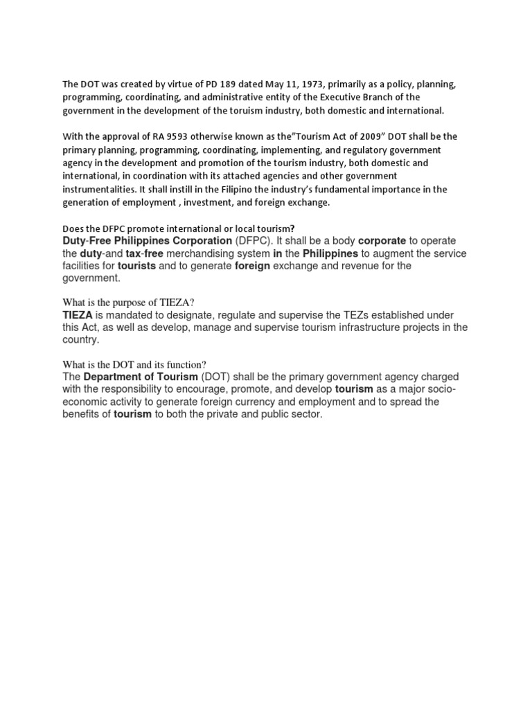 Brief Overview of Tourism Law | PDF