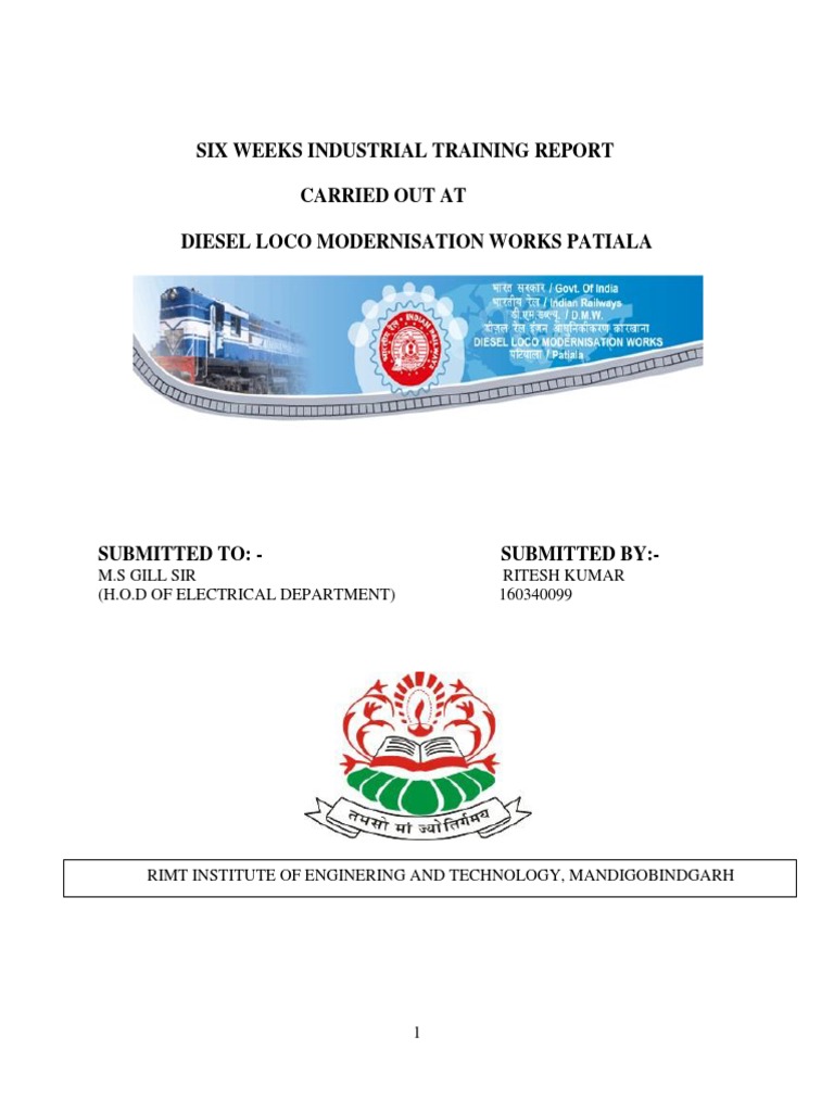 Six Weeks Industrial Training Report | PDF | Transportation Engineering ...