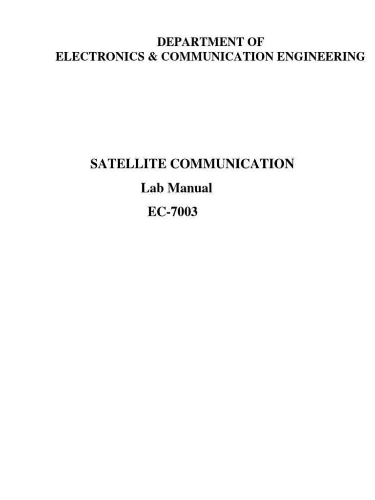 Satellite Communication Lab Manual EC-7003: Department of Electronics ...