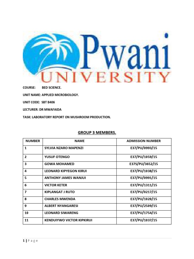 Lab Report On Mushroom Production (Autorecovered) | PDF | Mushroom | Fungus