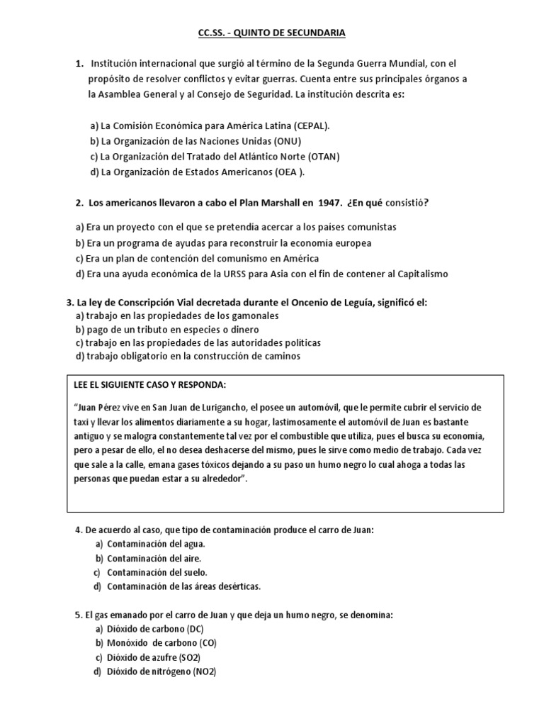 Preguntas Del Proyecto De Ciencias De Quinto Grado