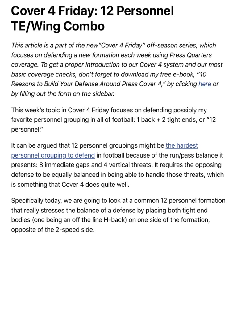 Defending 12 Personnel in Football | PDF | Sports Rules And Regulations ...